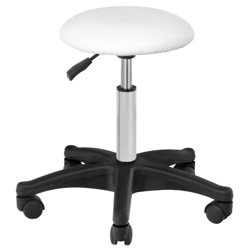 Rollhocker Höhenverstellbar AM-312 Weiß | Friseurstuhl-shop.de